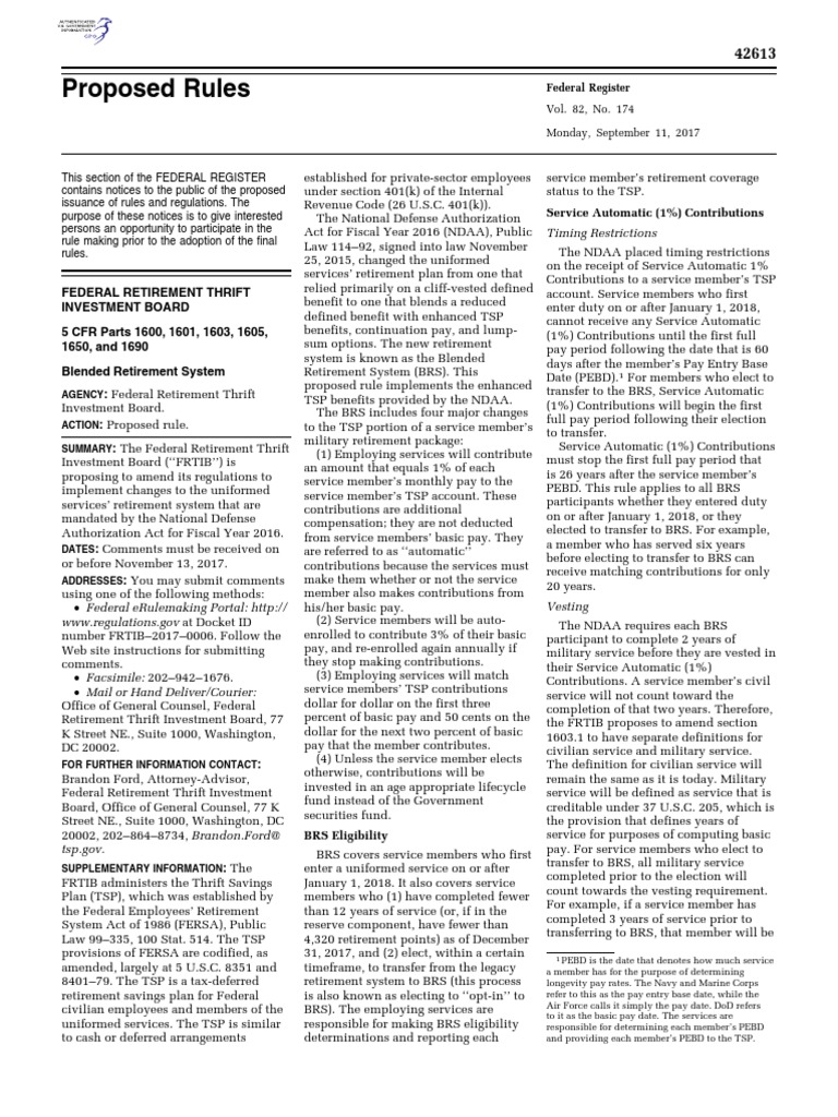 Proposed Rules for Blended Retirement System | PDF | Government Of The ...