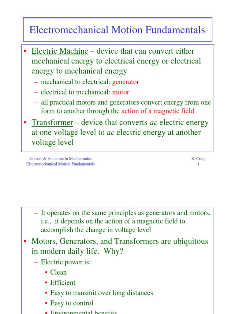Electromechanical Motion Basics | PDF | Magnetic Field ...