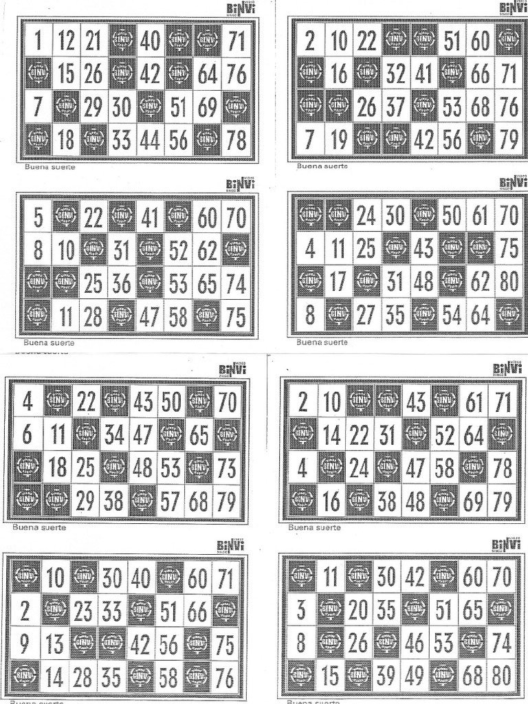 Binvi, El Bingo en Casa - Cartones 1 PDF