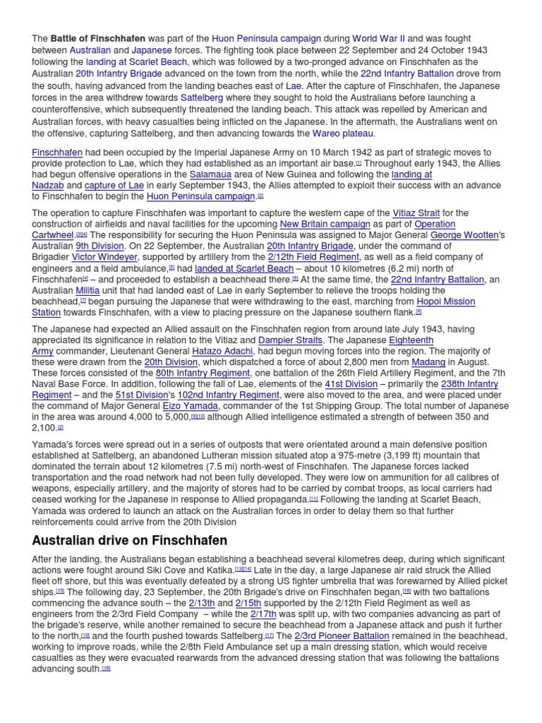 The Battle of Finschhafen | PDF | Military Units And Formations ...