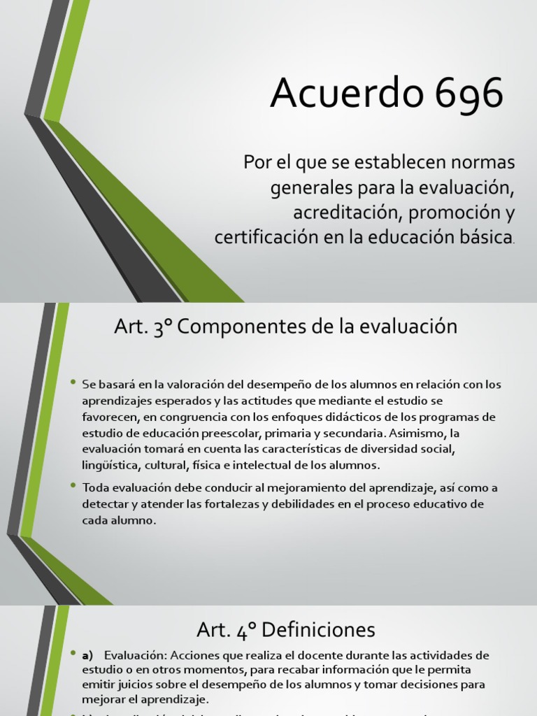 Acuerdo 696 | PDF | Educación Secundaria | Evaluación