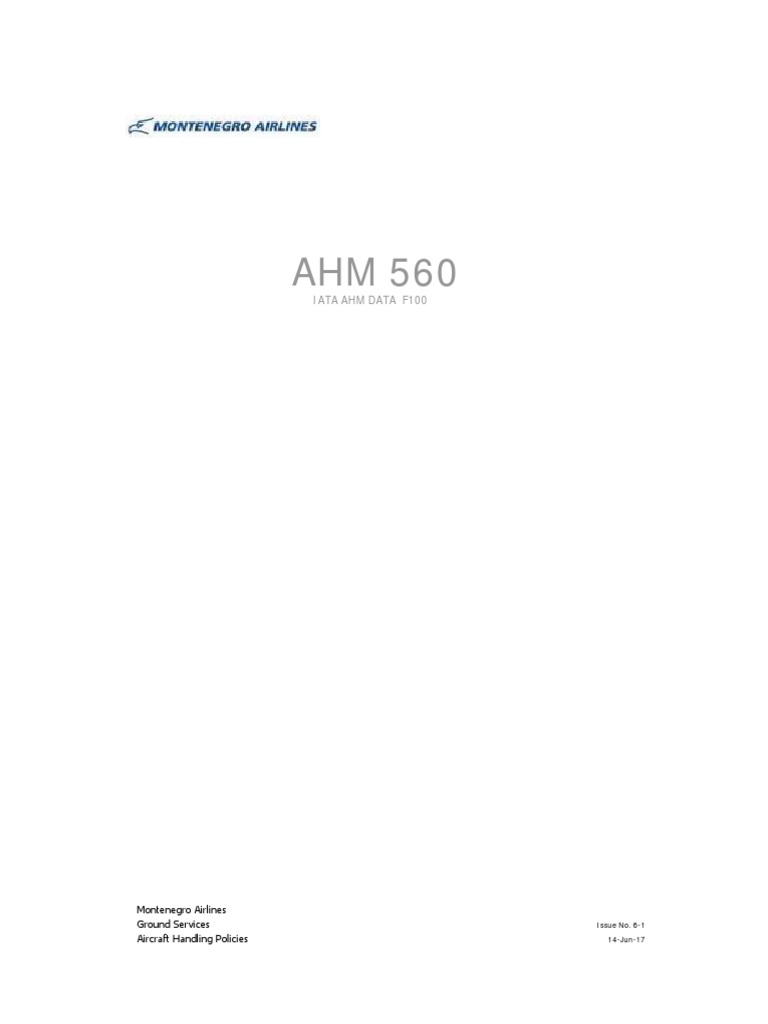 Iata Ahm Data F100: Ground Services Aircraft Handling Policies ...