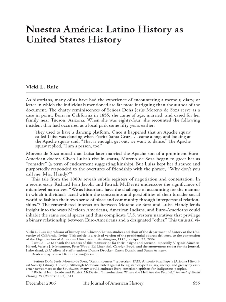 Nuestra América: Latino History As United States History: Vicki L. Ruiz ...