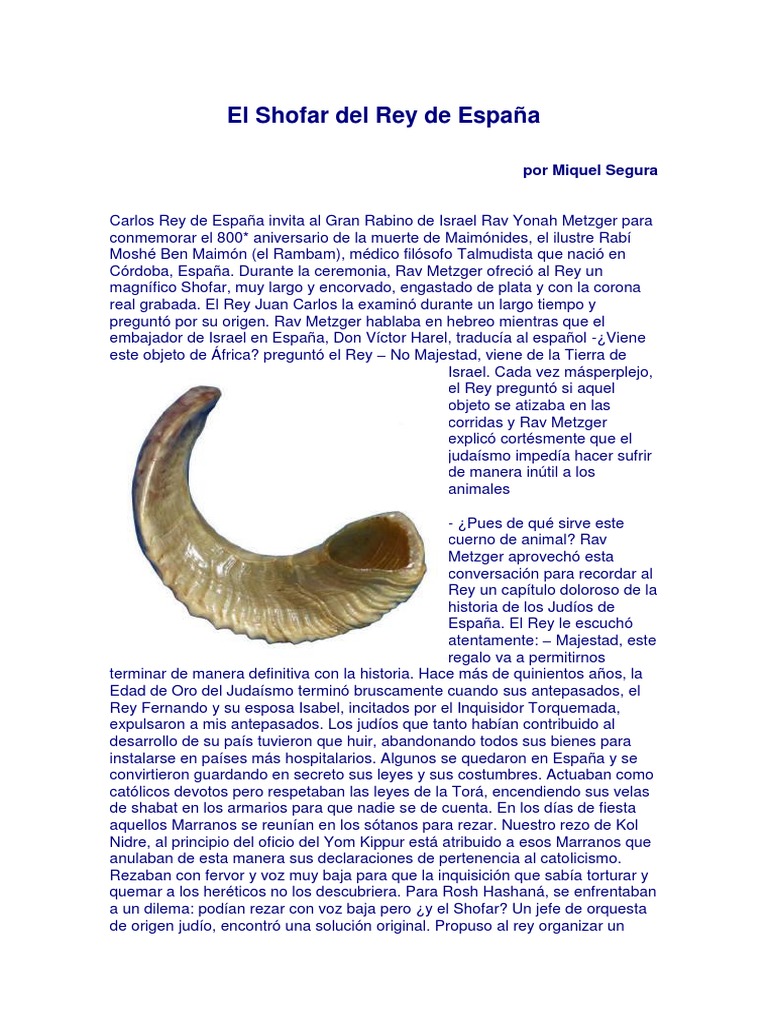 El Shofar Del Rey de España | PDF | Maimónides | Judios