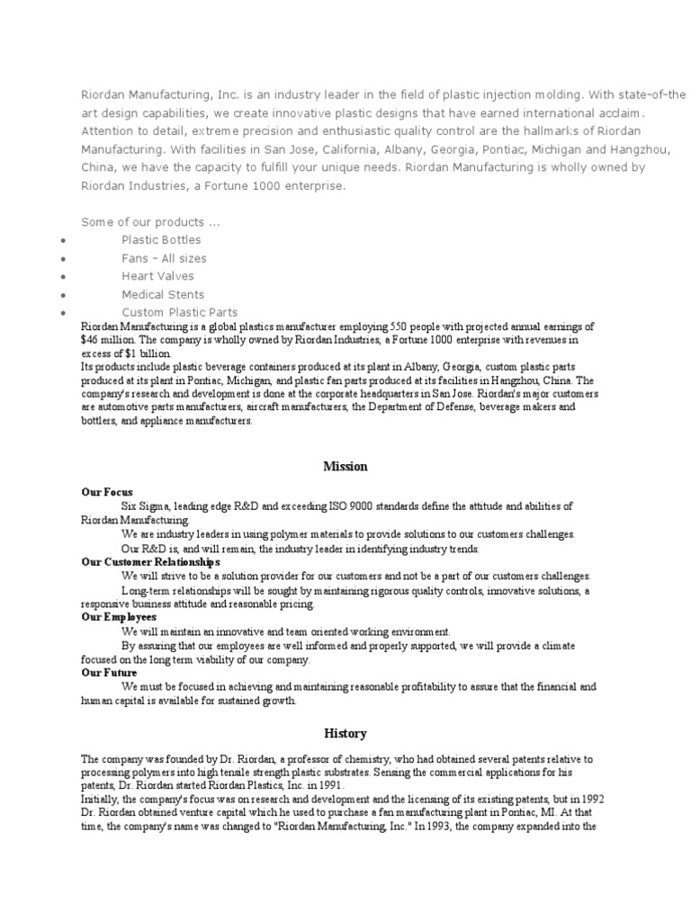 Riordan Manufacturing Notes | Download Free PDF | Inflation | Interest