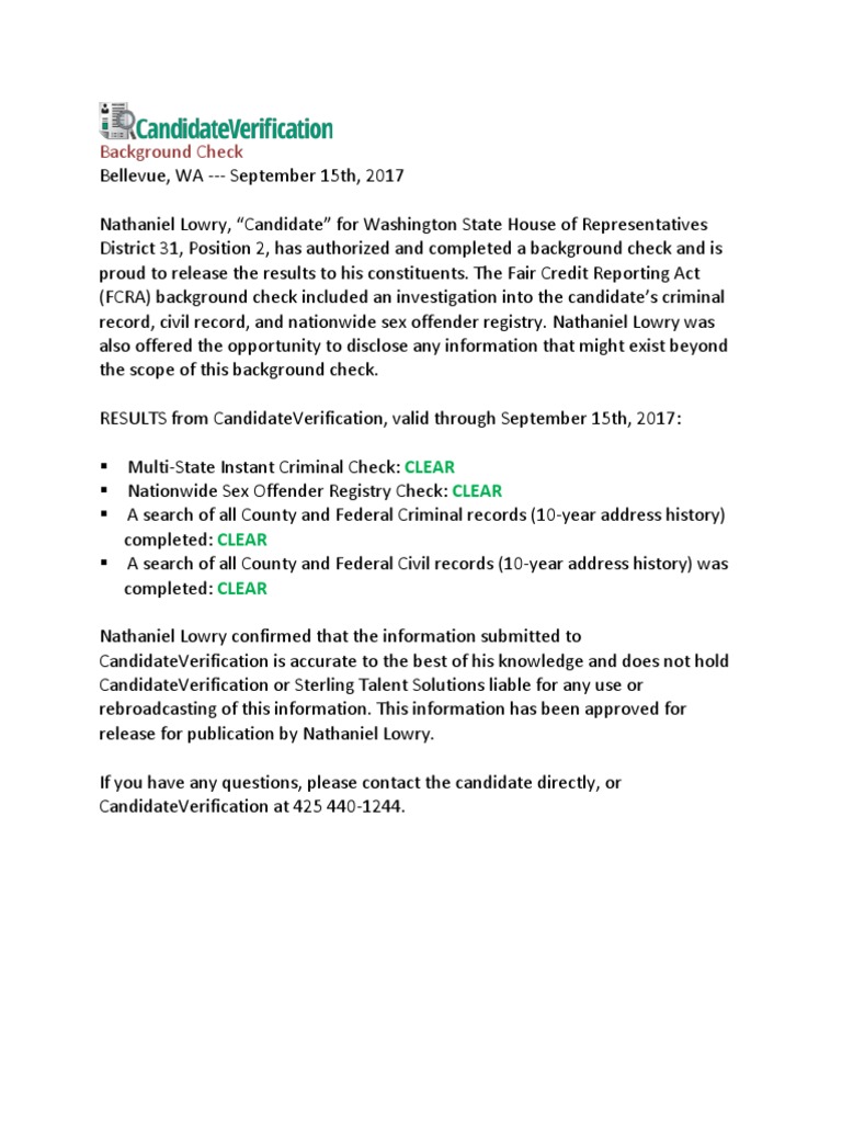 Nathaniel Lowry Background Check Results | PDF