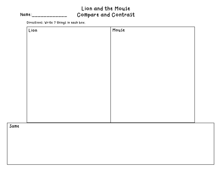 Lion and The Mouse Compare and Contrast | PDF | Teaching Methods ...