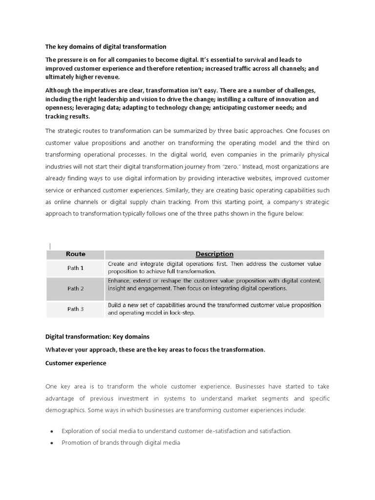 The Key Domains of Digital Transformation | PDF | Customer Experience ...