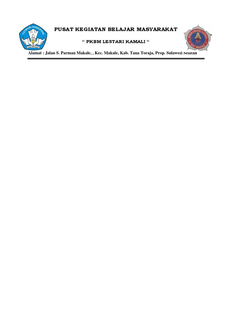 Kop Surat PKBM Lestari K | PDF