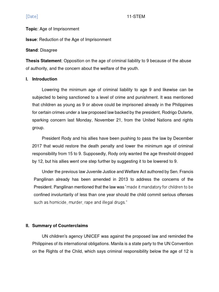Position Paper | PDF | Rodrigo Duterte | Crime & Violence