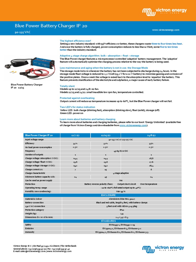 Blue Power Charger IP20 12V 7A PDF | PDF | Battery Charger | Battery ...