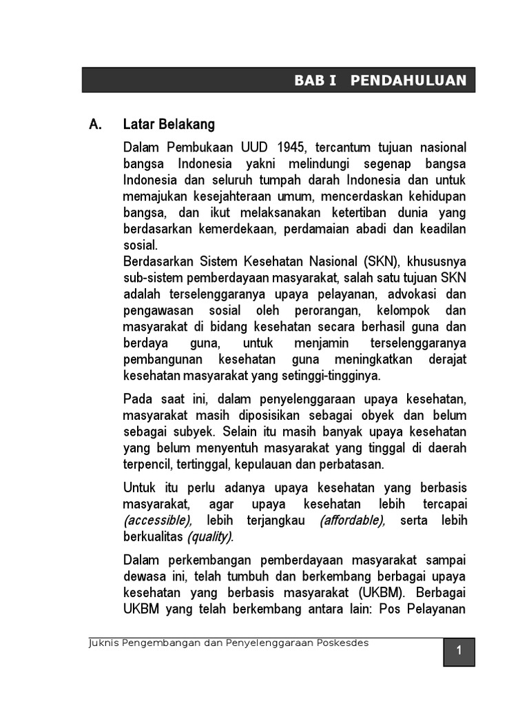 Juknis Pengembangan Penyelenggaraan POSKESDES | PDF | Pengembangan Diri ...