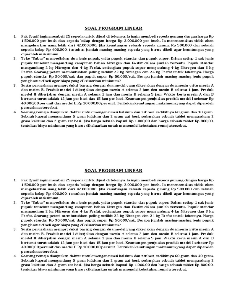 Soal Latihan Program Linear | PDF