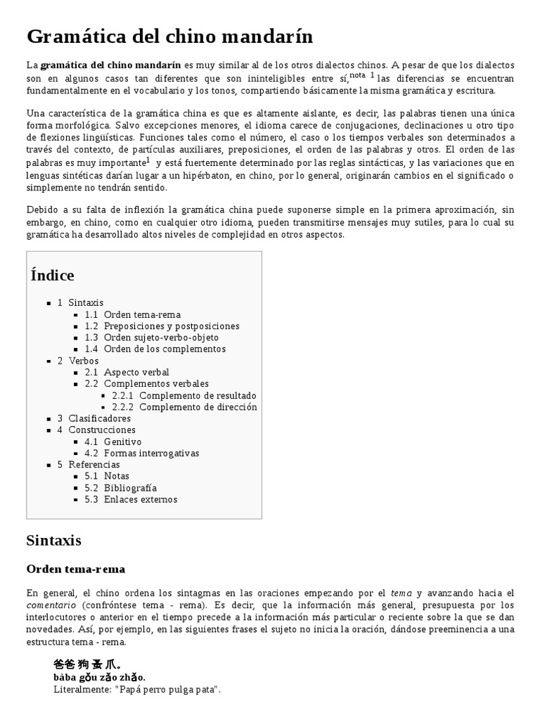 Gramática Del Chino Mandarín | PDF | Tipología Lingüística | Reglas