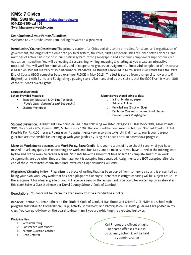 KMS: 7 Civics Ms. Swank | PDF | Homework | The Guardian