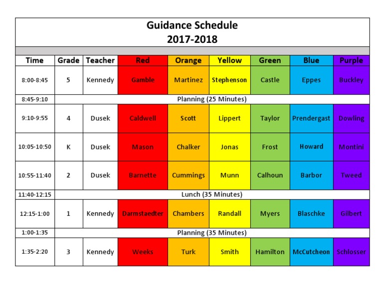 Guidance Schedule 2017-2018 | PDF