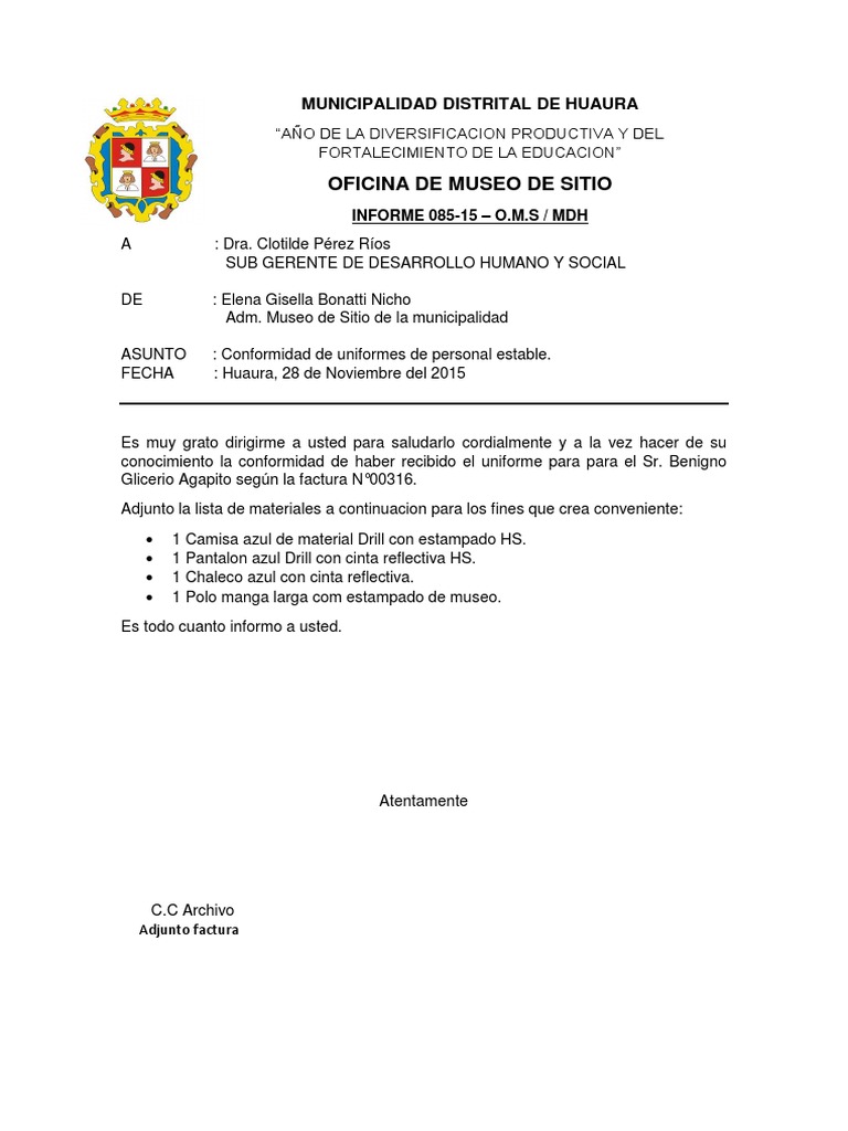 Conformidad de Uniforme Benigno | PDF
