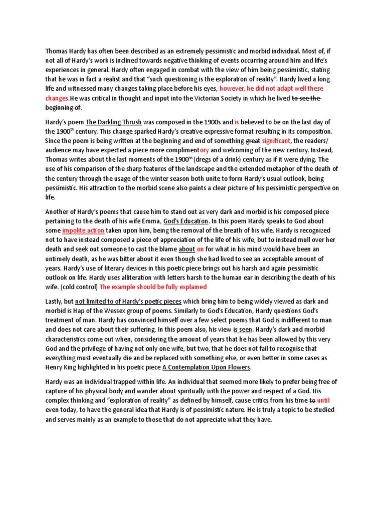 The Pessimistic Thomas Hardy | PDF | Pessimism | Poetry