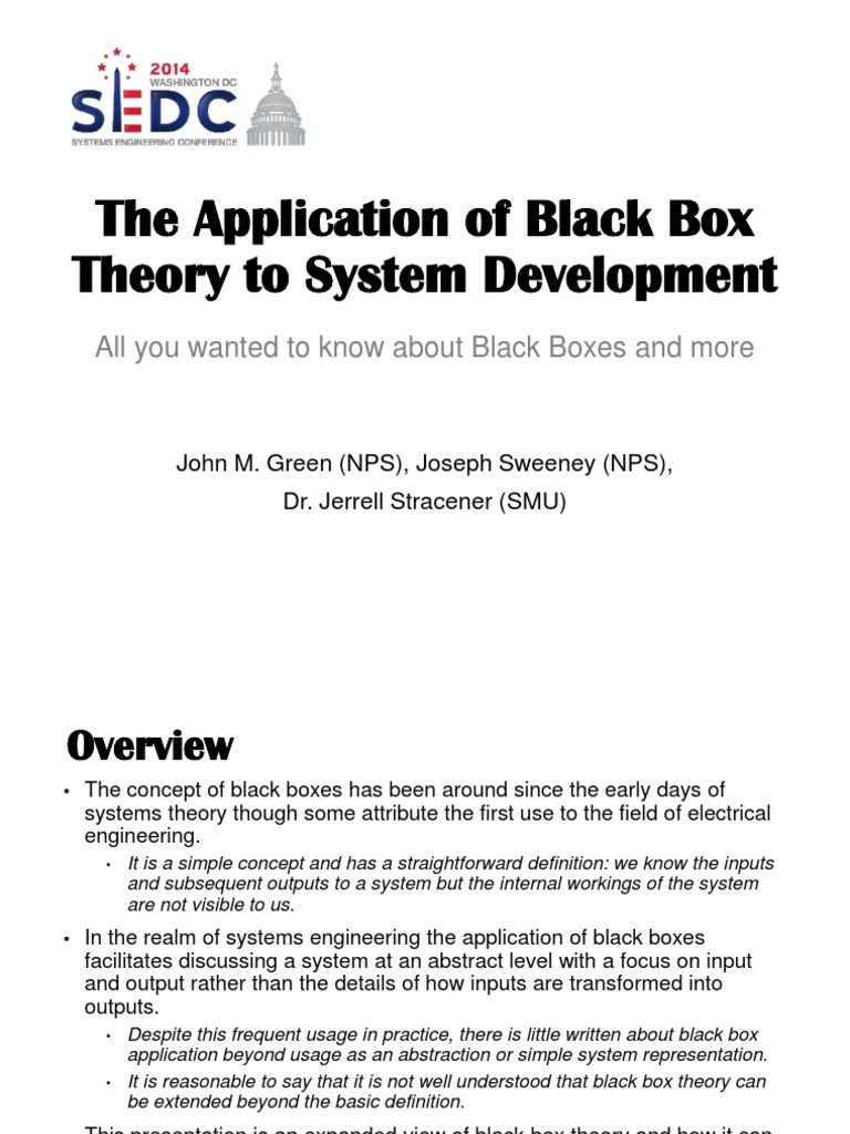 SoS 6 The Application of Black Box | PDF | System | Object (Computer ...