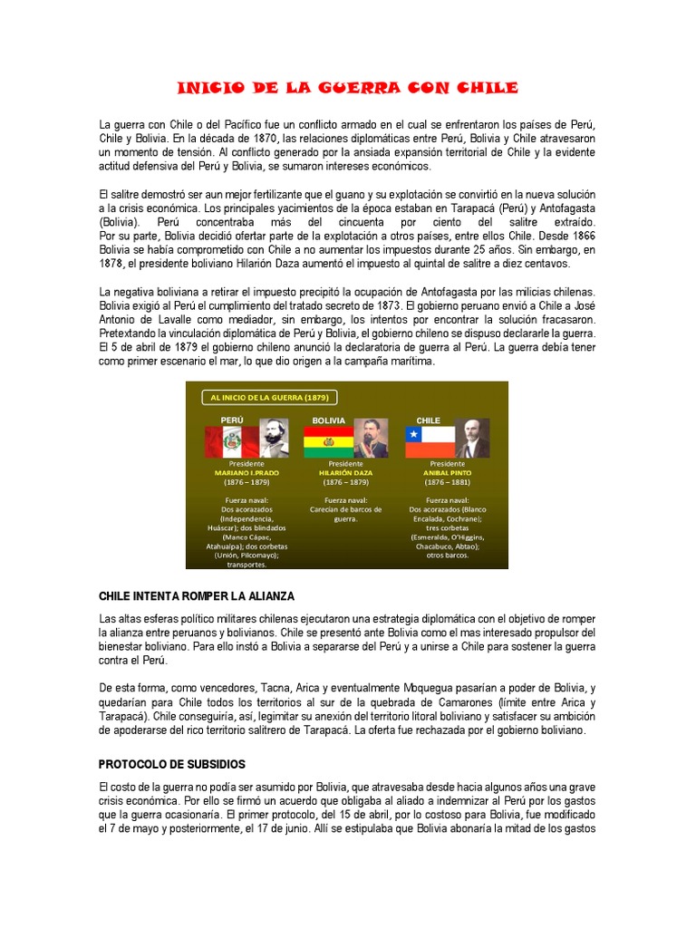 Guerra del Pacífico: Conflicto Perú-Chile | PDF | Perú | Chile
