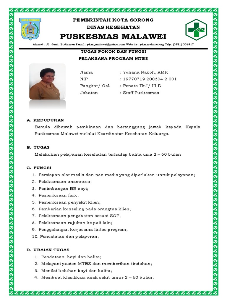 Tupoksi Program Mtbs | PDF | Kesehatan Holistik