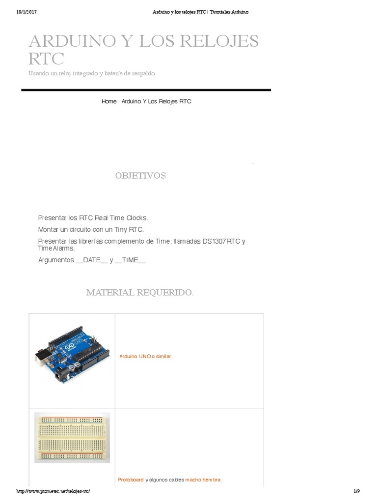 Arduino y Los Relojes RTC - Tutoriales Arduino | PDF | Arduino | Reloj