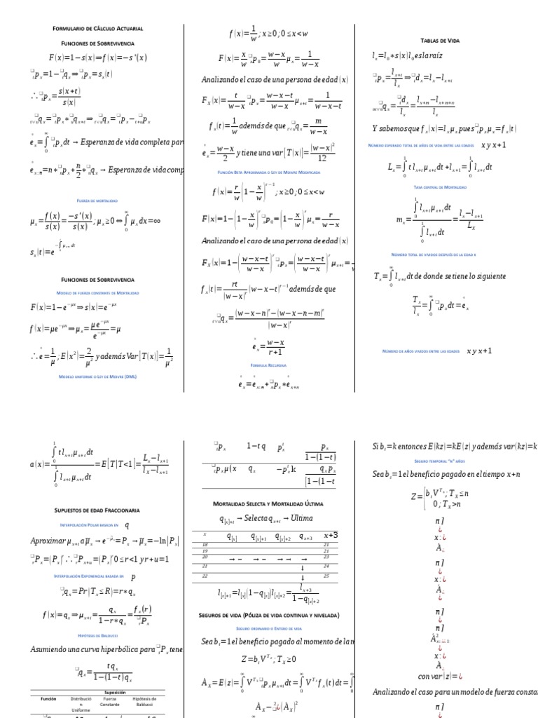 Formulario de Cálculo Actuarial