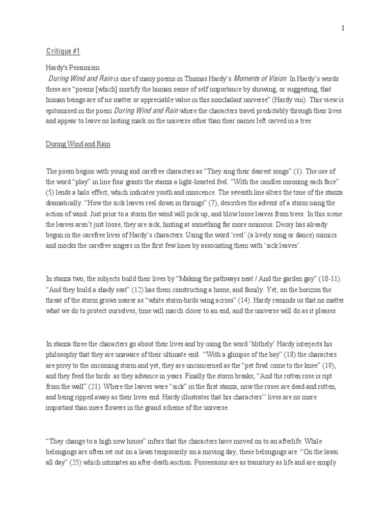 During Wind and Rain-Hardy | PDF | Thomas Hardy | Pessimism