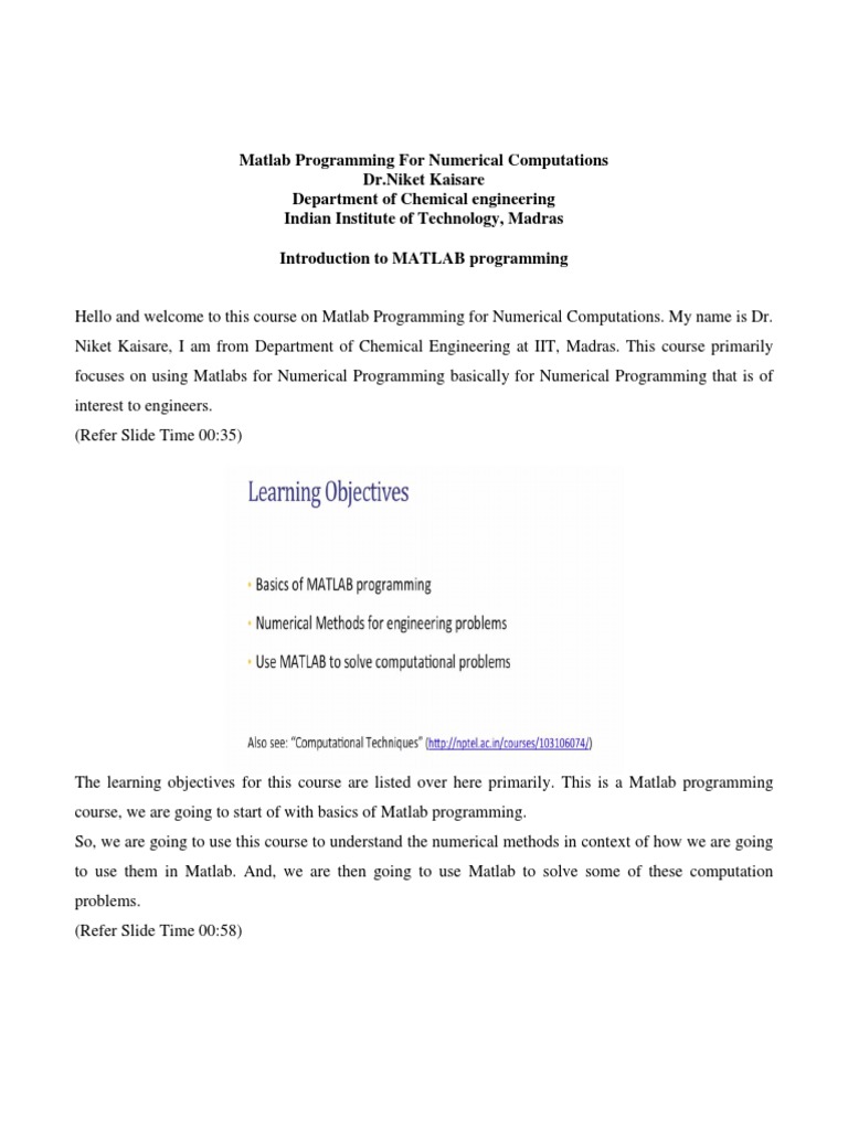 Lec1 PDF | PDF | Matlab | Numerical Analysis