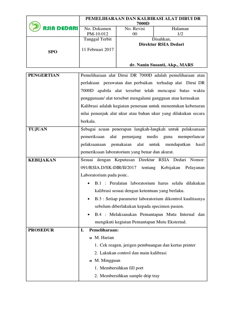 Pemeliharaan Dan Kalbirasi Alat Dirui DR 7000d | PDF