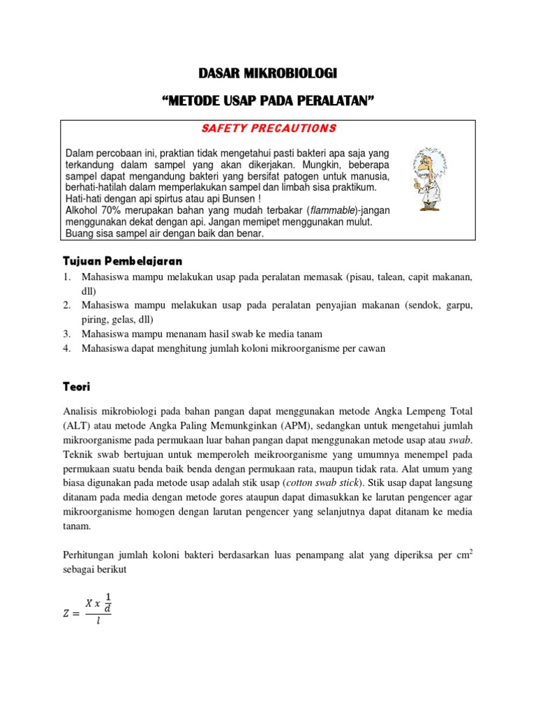 Uji E. Coli Dan Total Bakteri Metode Swab | PDF