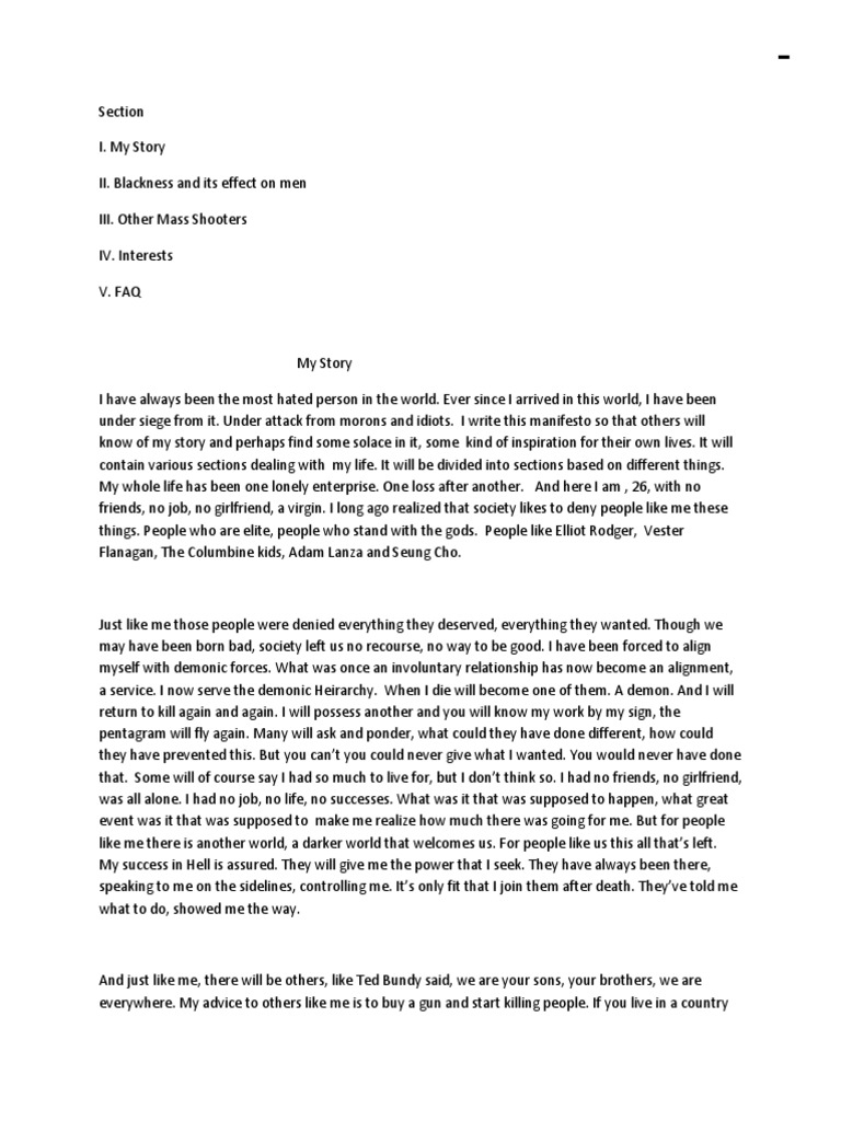 Christopher Sean Harper Mercer My Manifesto | PDF | Crime Thriller ...