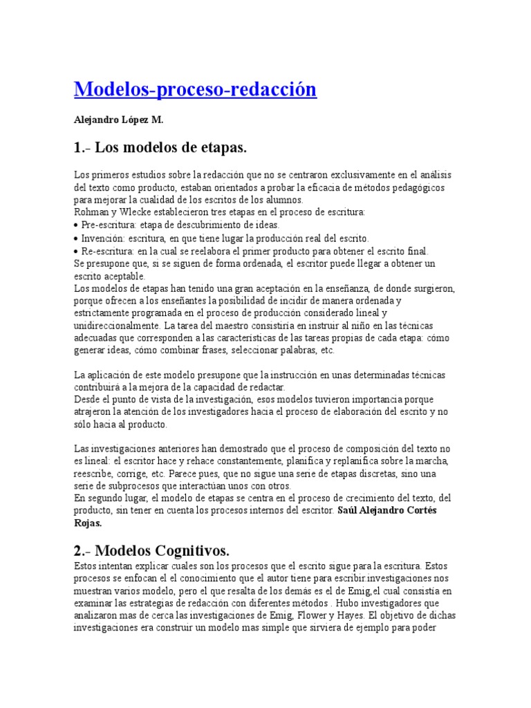 Modelos Del Proceso de Redaccion | Conocimiento | Escritura