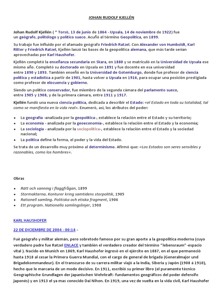 Johan Rudolf Kjellén | PDF | Science | Ciencia (general)