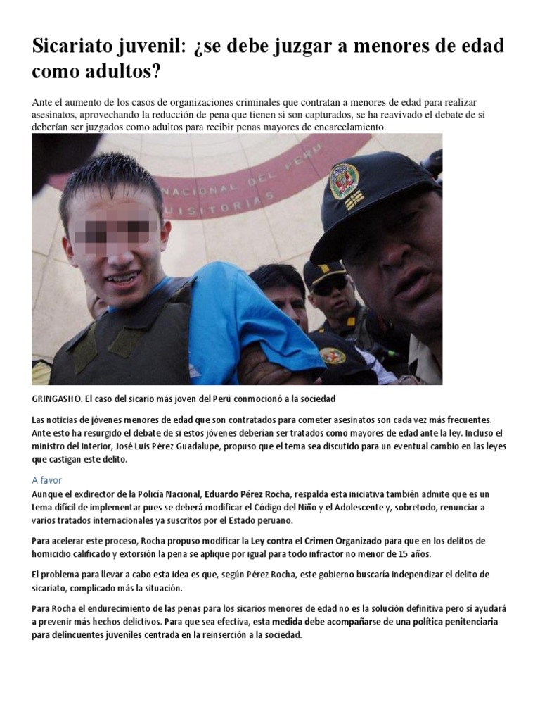 Sicariato Juvenil | PDF | Delito | Crimen organizado