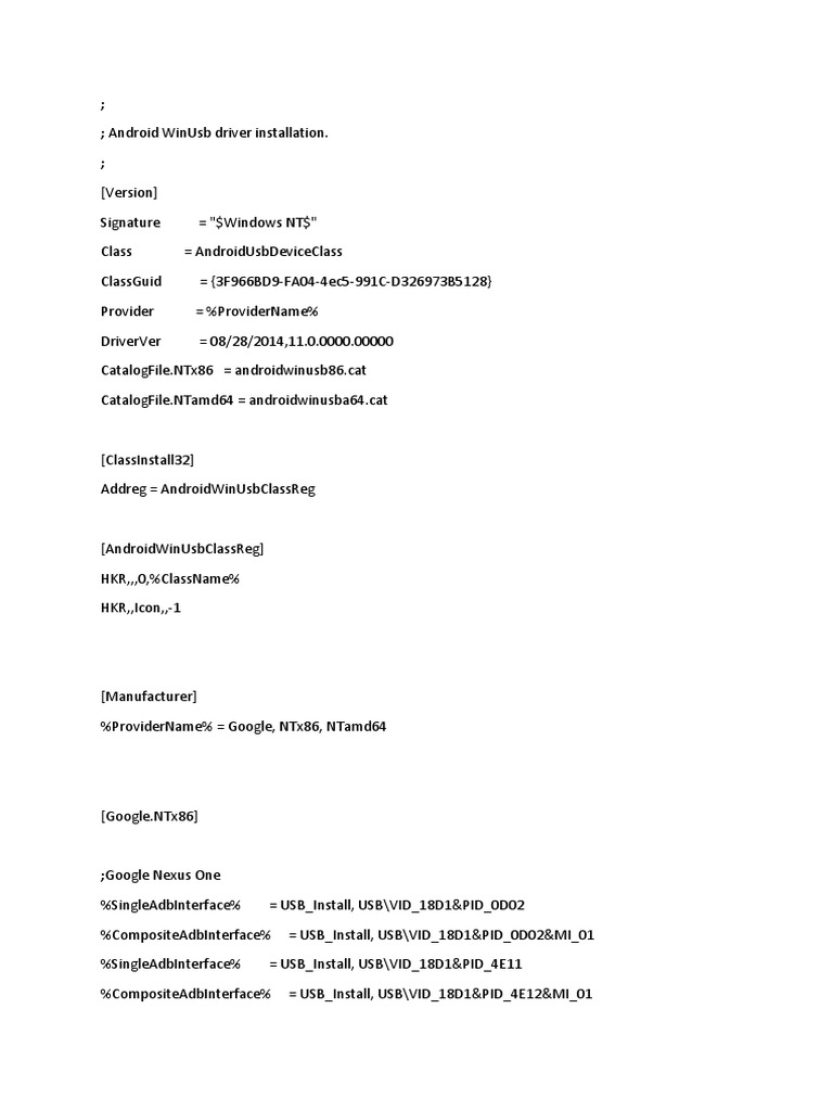 Android WinUsb Driver Installation | PDF | Android (Operating System ...