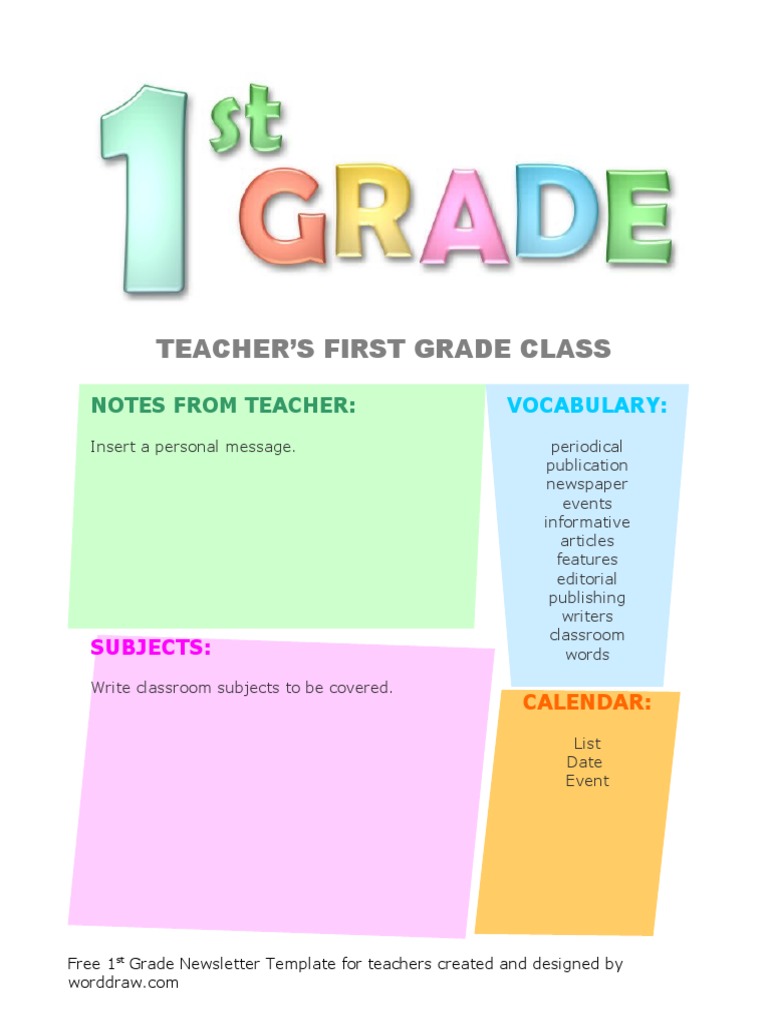 1st Grade Newsletter Template | PDF