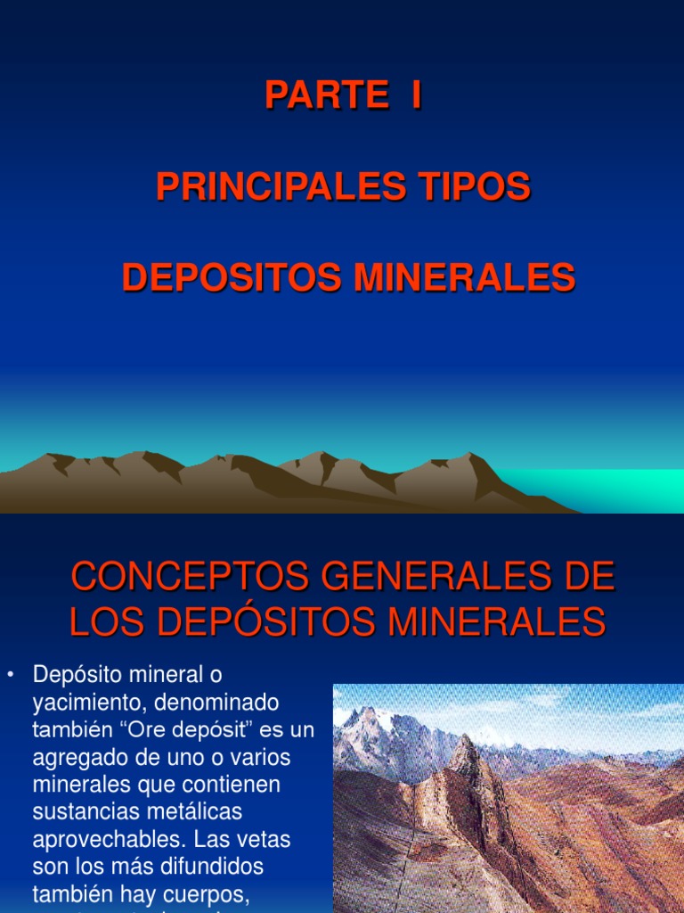 I Parte Principales Tipos de Yacimientos Mineros | PDF | Minerales | Roca (geología)