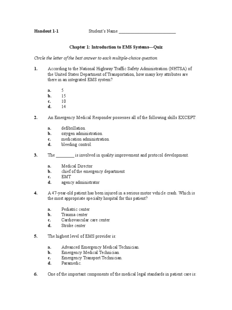 013395417X_Handouts_ch01 (1) | Emergency Medical Services | Emergency ...
