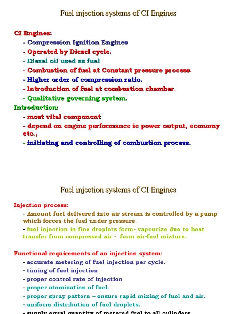 Fuel Injection Systems of CI Engines | PDF | Fuel Injection | Diesel Engine