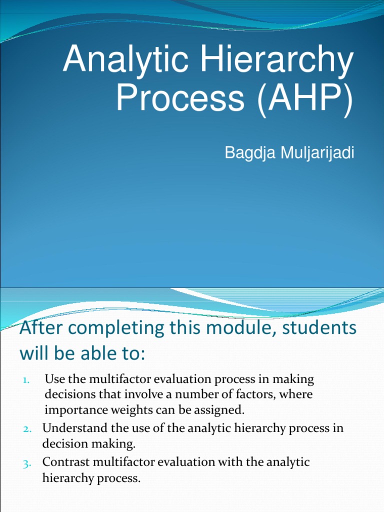 Pengenalan Metode Ahp | PDF