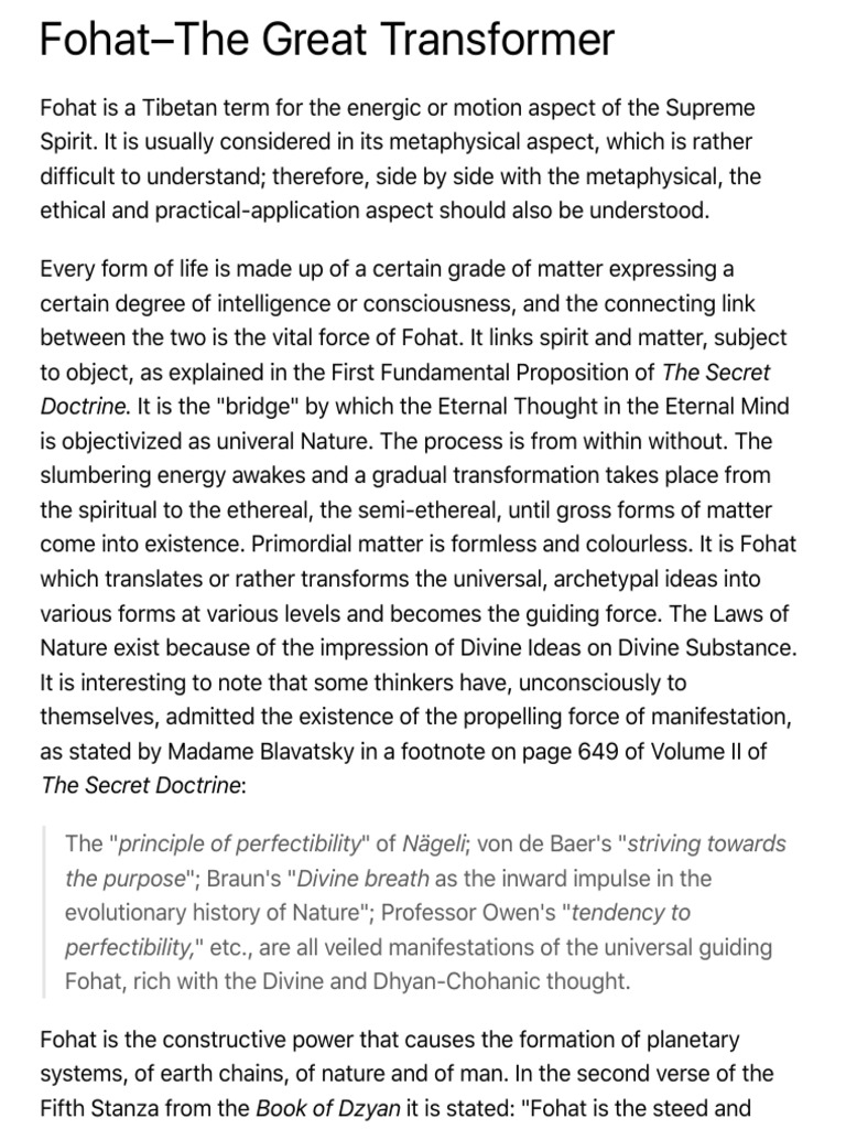 Fohat-The Great Transformer | PDF | Metaphysics | Religious Faiths