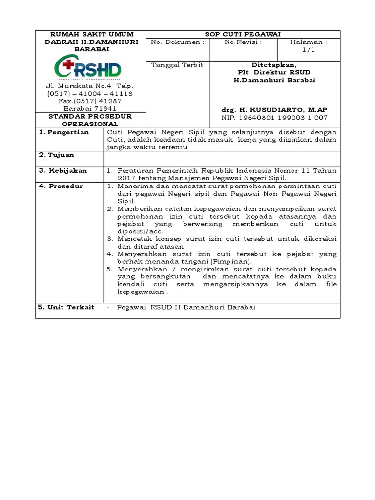 SOP Cuti Pegawai (Finish) | PDF