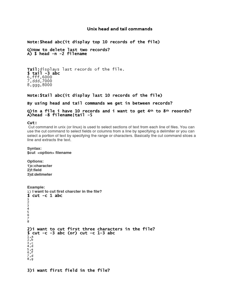 Unix Head And Tail Commands Pdf C Programming Language Unix 9537