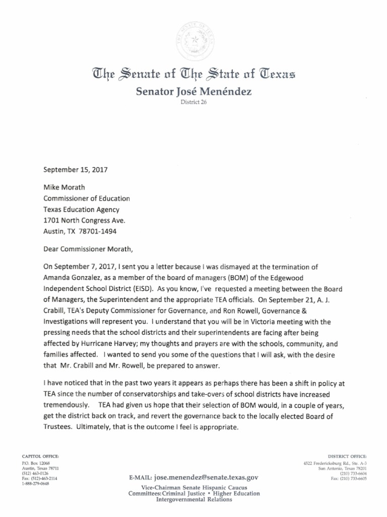 Letter To Mike Morath | PDF