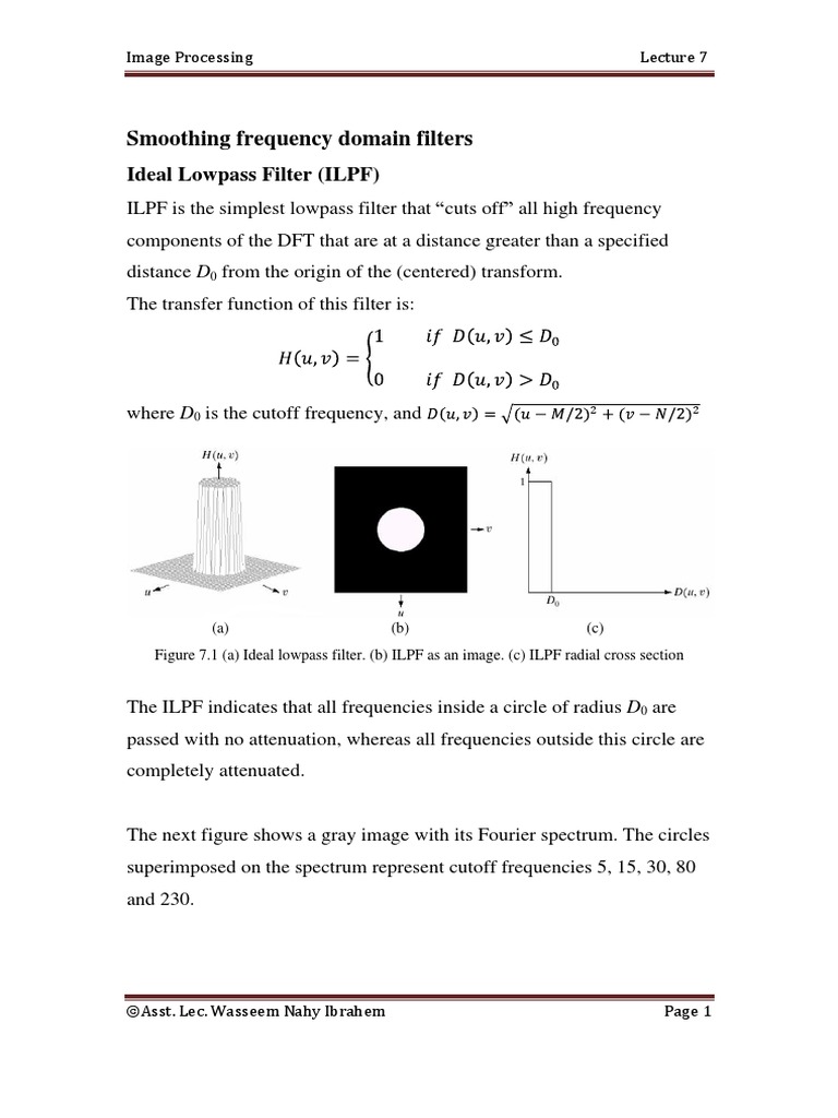 DIP Lecture7 1 | PDF | Low Pass Filter | Filter (Signal Processing)
