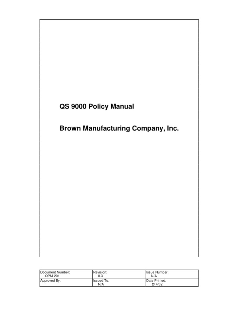 QS 9000 Quality Policy Manual | PDF | Quality Management System | Iso 9000