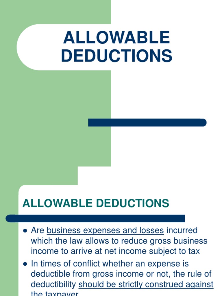 Allowable Deductions in Taxation | PDF | Tax Deduction | Expense