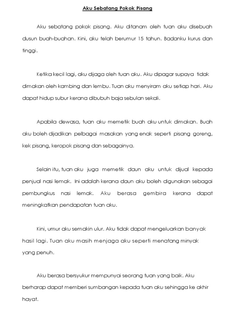 Aku Sebatang Pokok Kelapa Karangan Contoh Karangan Aku Sebatang Pokok