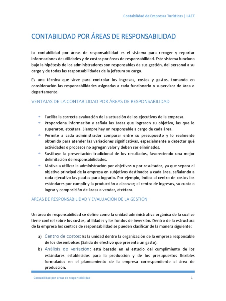 Contabilidad Por Áreas de Responsabilidad | PDF | Presupuesto ...